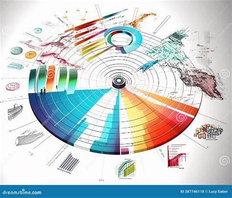 Data Visualization Chart Diagram Colorful Illustration With White Background Stock Illustration
