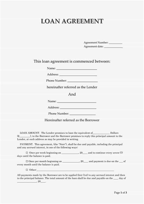 Free Loan Contract Template Awesome Free Loan Agreement Templates