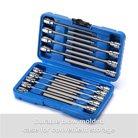 Casoman 18 Pieces 3 8 Inch Drive Long Hex Bit Socket Set 1 8 Inch To 3