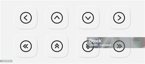 화살표 아이콘입니다 왼쪽 오른쪽 위 아래 표지판 사각형과 원 기호에서 앞으로 가속 아이콘 벡터 격리 기호입니다 검은색에 대한 스톡 벡터 아트 및 기타 이미지 Istock