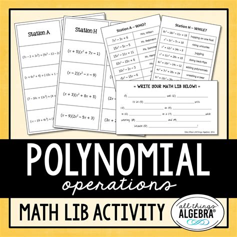 Polynomial Operations Math Lib Activity All Things Algebra®