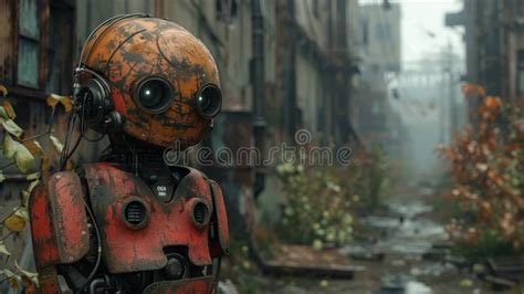 Dystopian Rusty Robot World Stock Illustration Illustration Of Scenic