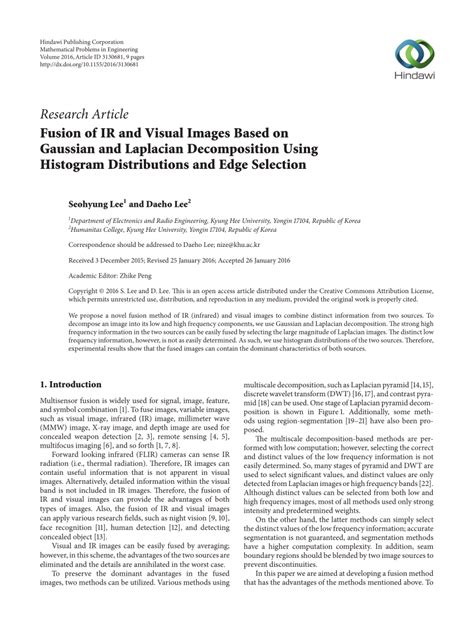 Pdf Fusion Of Ir And Visual Images Based On Gaussian And Laplacian Decomposition Using