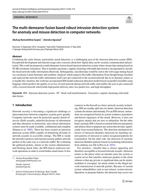 The Multi Demeanor Fusion Based Robust Intrusion Detection System For