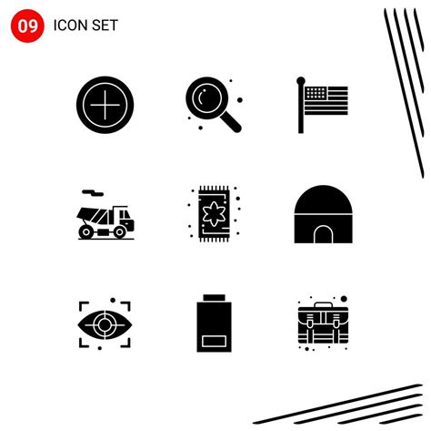 User Interface Pack Of 9 Basic Solid Glyphs Of Building Interior United Furniture Transport
