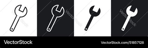 Wrench Icon Set In Black And White Filld Vector Image
