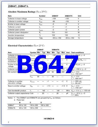 B647 Datasheet Pdf Pnp Transistor 2sb647