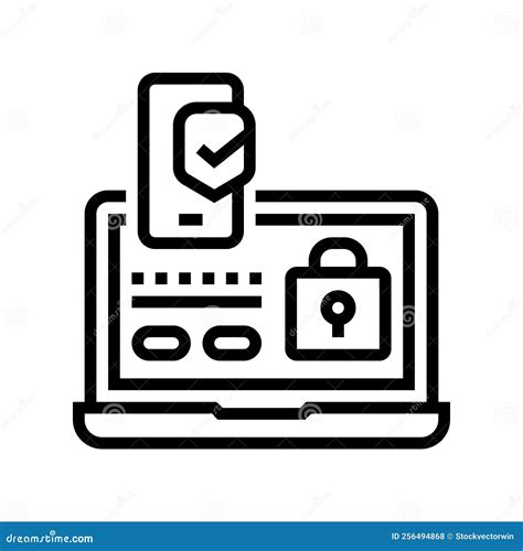 Two Step Authentication Line Icon Vector Illustration Stock Vector