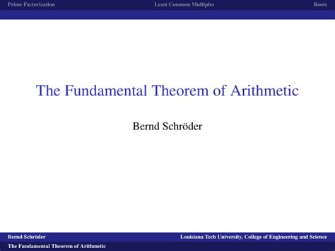 The Fundamental Theorem Of Arithmetic