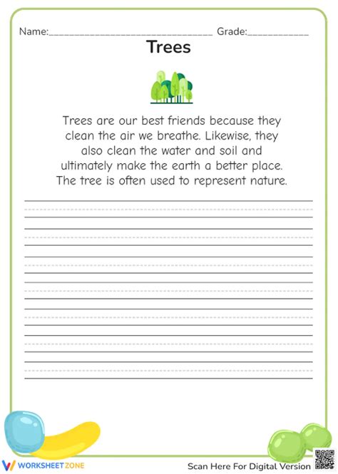 Free Handwriting Paragraph Printable Trees Worksheets Artofit
