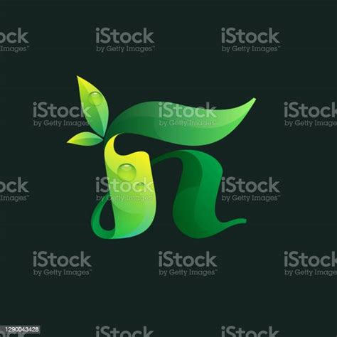 字母h生態標誌與綠葉和露珠向量圖形及更多俄羅斯圖片 俄羅斯 刷 商標 Istock