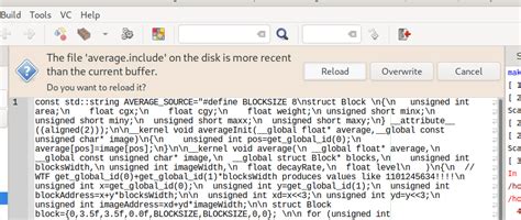 geany hangs on the file xxxxx in the disk is more recent than the