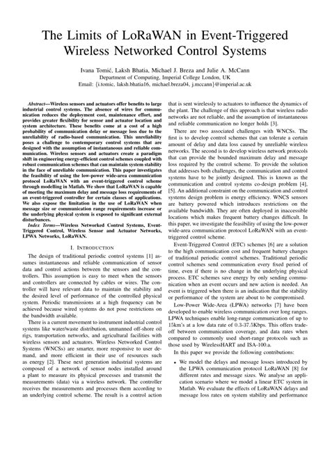 Pdf The Limits Of Lorawan In Event Triggered Wireless Networked