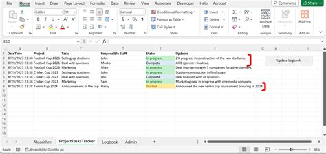 Creating A Project Updates Tracker In Excel Using Vba Towards Data