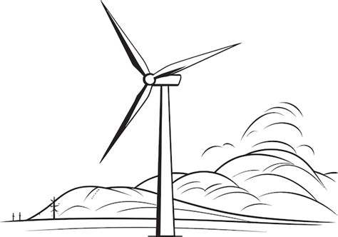 A Drawing Of A Wind Turbine With A Drawing Of A Wind Turbine In The Background Premium AI
