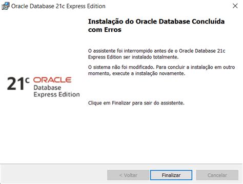 Instalação Do Oracle Concluída Com Erros Sql Com Oracle Manipule E Consulte Dados Alura