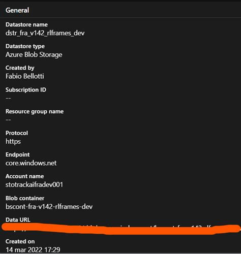 azureml datastore created with no subscription id and resource group