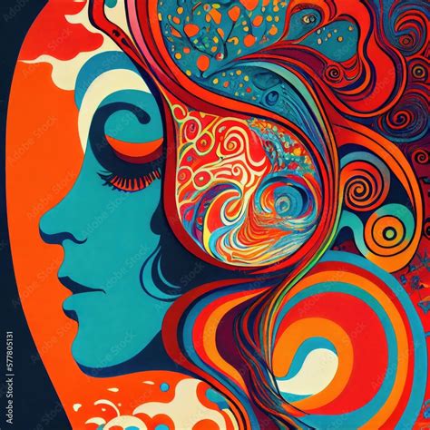 1960s Psychedelic Art Hippie Trippy Retro Background Bright Rainbow