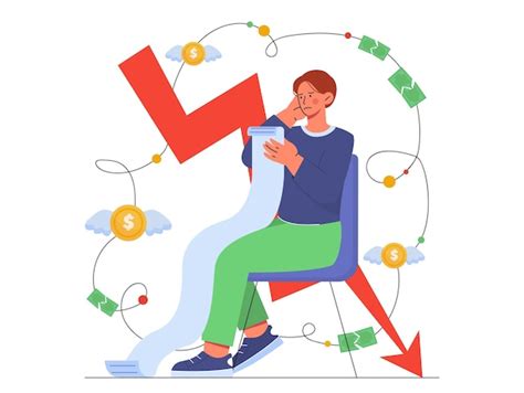 Человек с концепцией стагфляции парень с финансовым счетом проблемы экономики инфляция и кризис