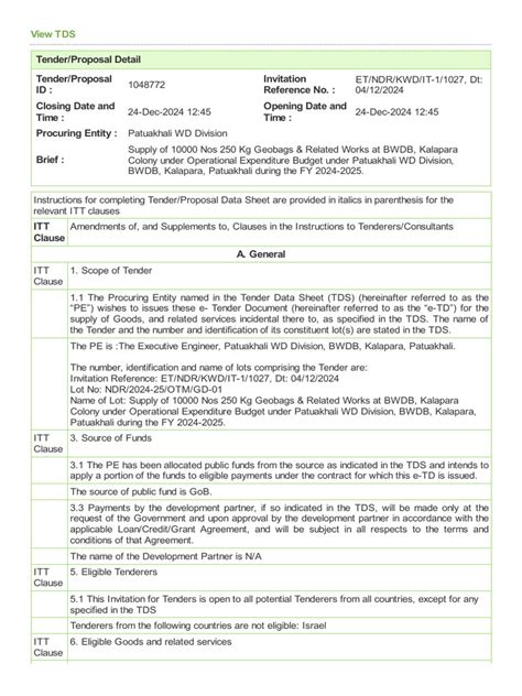 section2 tender data sheet pdf percentage taxes