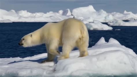 Vulnerable Habitat A Polar Bear On A Fragmented Ice Platform Amid