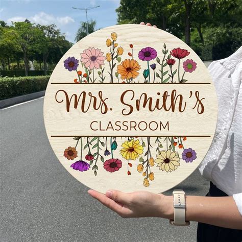 Personalized Teacher Door Sign Custom Teacher Name Front Door Sign