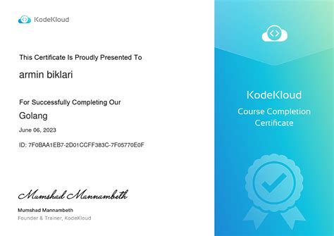 Golang Certificate Kodekloud