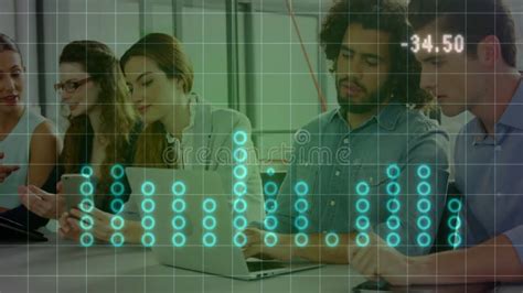 In Office Diverse Group Working With Animation And Digital Data