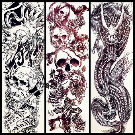 3d Black Dragon Skull Waterproof Temporary Tattoo Stickers Women Body