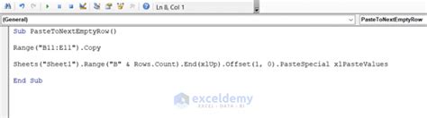 Copy And Paste Values To Next Empty Row With Excel VBA Examples
