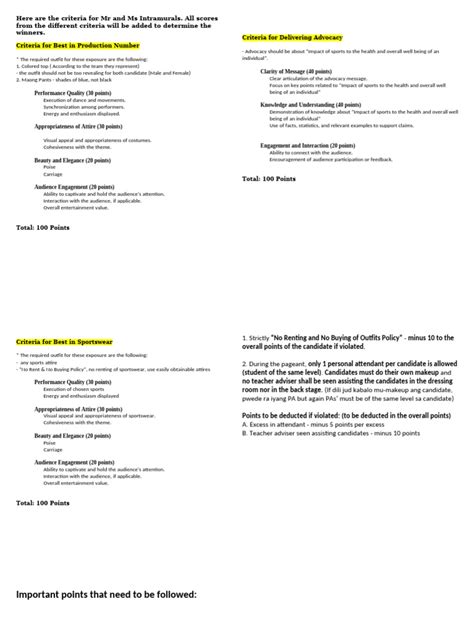 Mr And Ms Intrams Criteria Pdf Human Communication