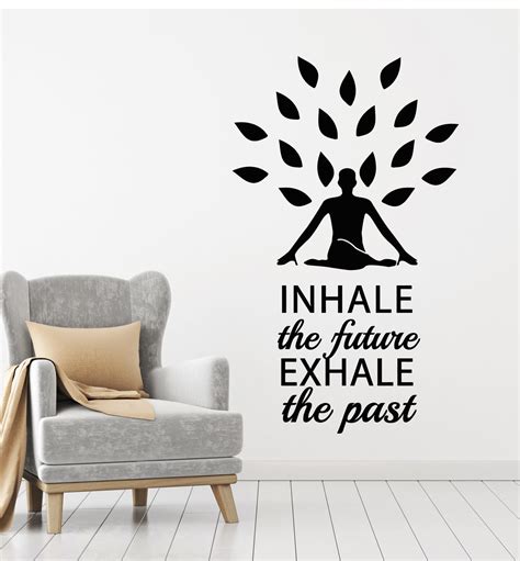 Vinyl Wall Decal Yoga Studio Meditation Relaxation Inhale Exhale Stick