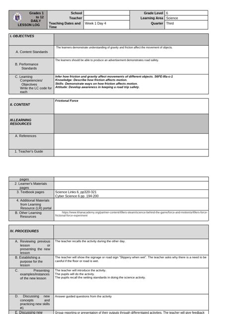 Week 1 Day 4 Pdf Friction Teachers