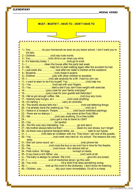 Modal Verbs Exercises
