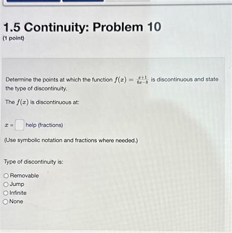 Solved Continuity Problem Point Determine The Chegg Com
