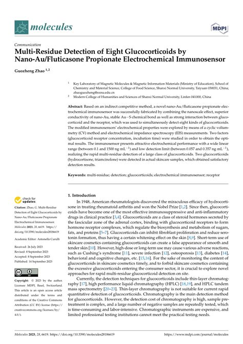 Pdf Multi Residue Detection Of Eight Glucocorticoids By Nano Aufluticasone Propionate