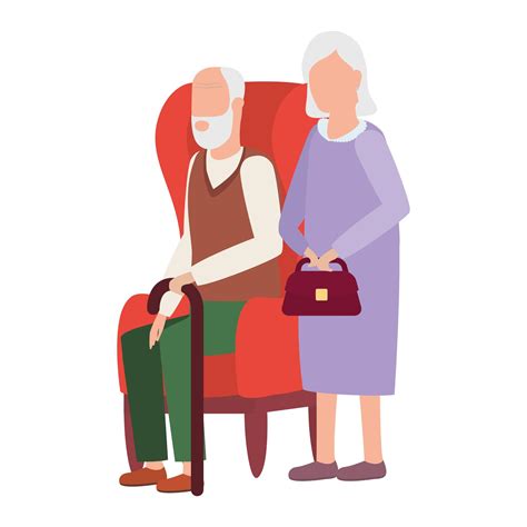 Grandmother And Grandfather Seated On Chair 1859051 Vector Art At Vecteezy
