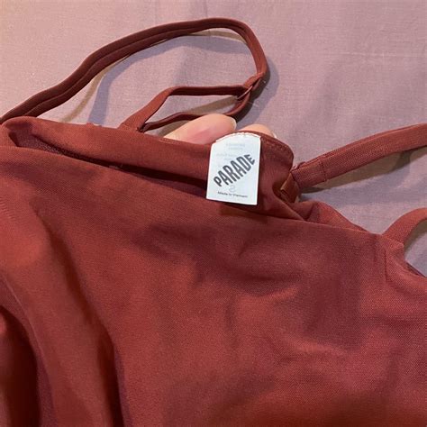 Parade Mesh Burgundy Cami Bodysuit Size Small Depop
