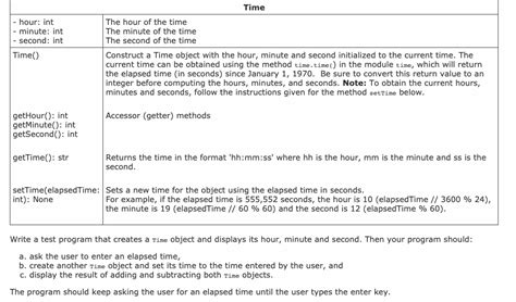 Solved Time Hour Int Minute Int Second Int Time