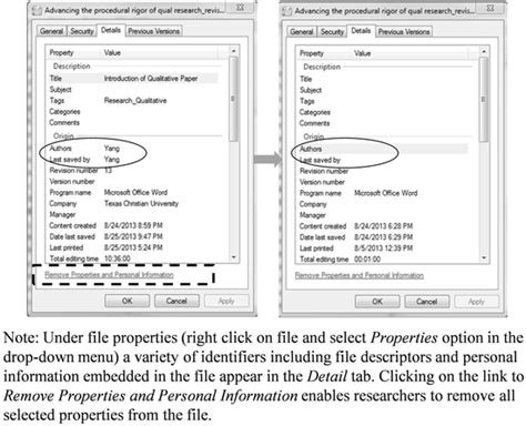 An Example Of De Identifying Document Properties Note Under File Download Scientific Diagram