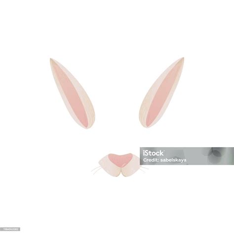 사진 및 비디오 효과 만화 스타일을위한 흰색 토끼 귀와 코 마스크 Brand Name Online Messaging