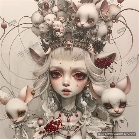 Ai创作图高精女孩原画稿 半面妆人物 狐狸精插画 玄幻奇幻时尚插画 插画娃娃 Cg插画 Cg人物 日韩厚涂 Cg绘画作品 Sd娃娃 原创手办