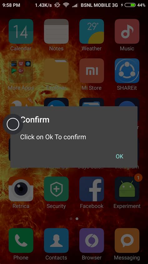 Open A Dialog Box On Click Of A Button Present Inside The Notification