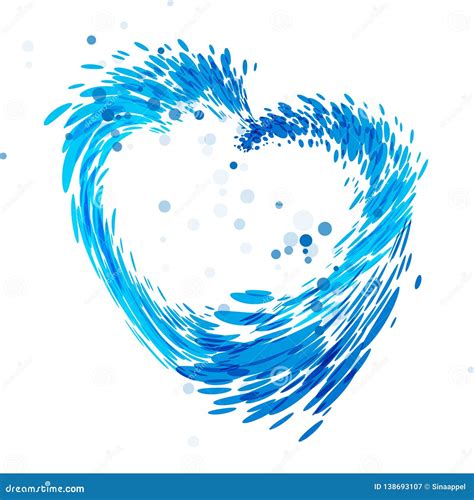Splash Blue Water Heart Vector Stock Vector Illustration Of Fresh