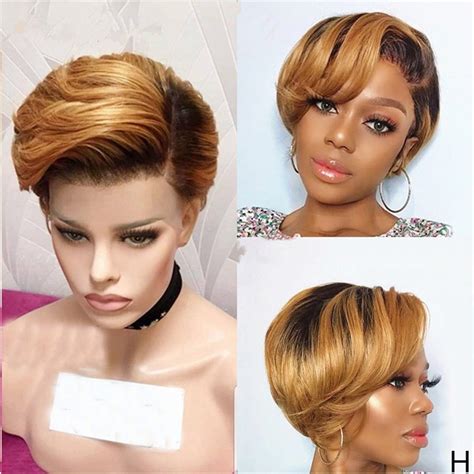 Short Pixie Cut Lace Front Human Hair Brazilian 131 T Part Wig China