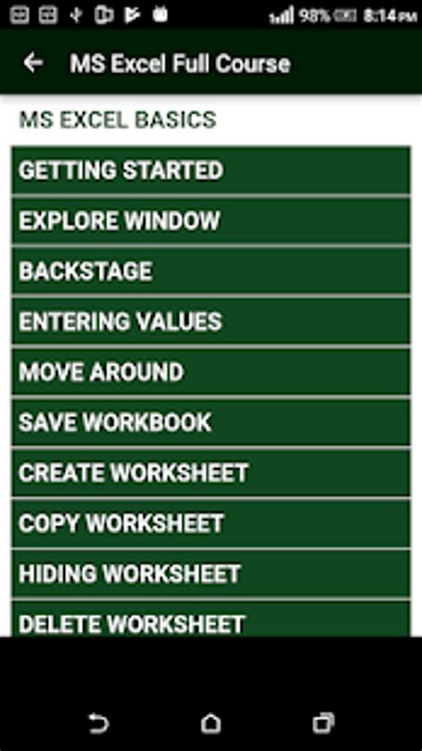 Learn Ms Excel Basic Advance Course Apk Para Android Descargar