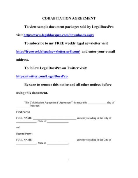 Sample Cohabitation Agreement Doc