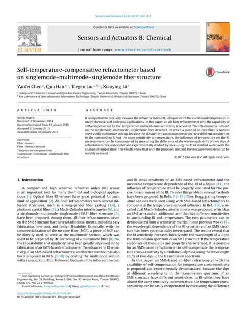 Pdf Self Temperature Compensative Refractometer Based On Singlemode Multimode Singlemode Fiber