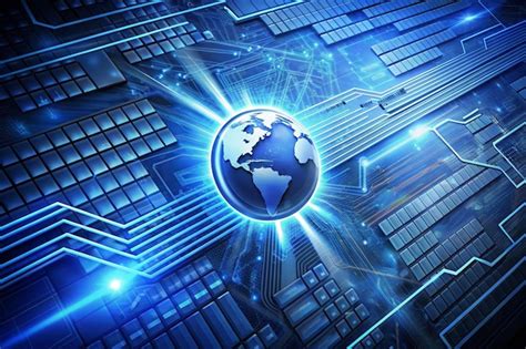 Digital World Abstract Internet Background With Globe Keyboard Binary Code Premium Ai