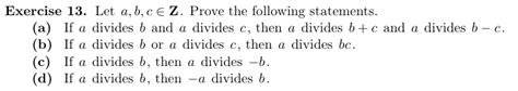 Exercise Let A B CinZ Prove The Following Chegg Com
